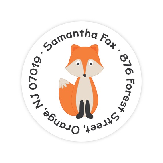 Fox Address Labels, Personalized Kids Address Labels, Fox Stickers ...