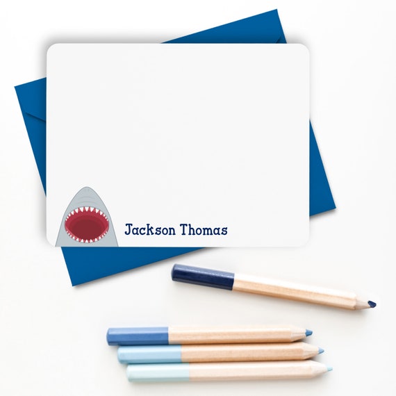 Shark Stationery, Shark Note Cards, Personalized Note Cards for Kids ...