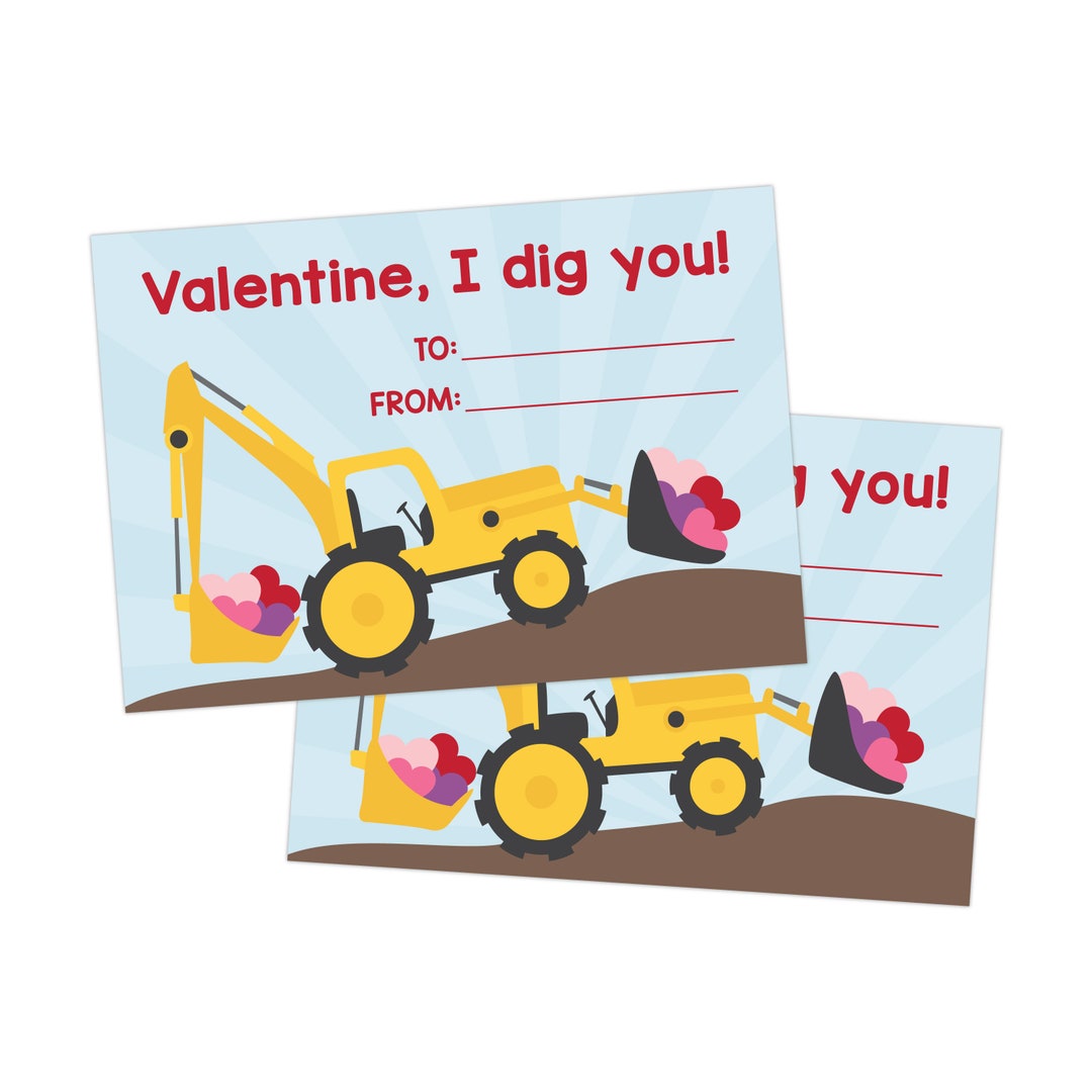 PRINTABLE Valentine for Kids, Construction Classroom Valentine ...