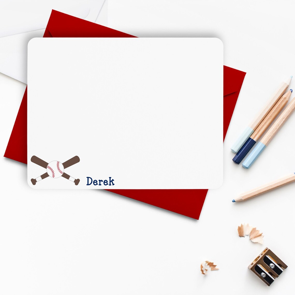 Baseball Stationery Baseball Note Cards Personalized Flat - Etsy