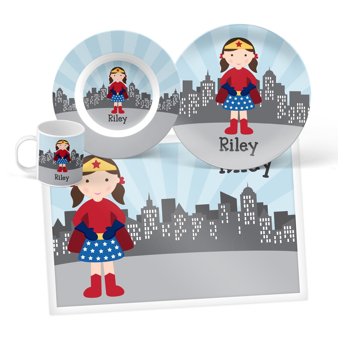 Superhero Girl Plate, Bowl, Mug or Placemat (choose Your Pieces ...