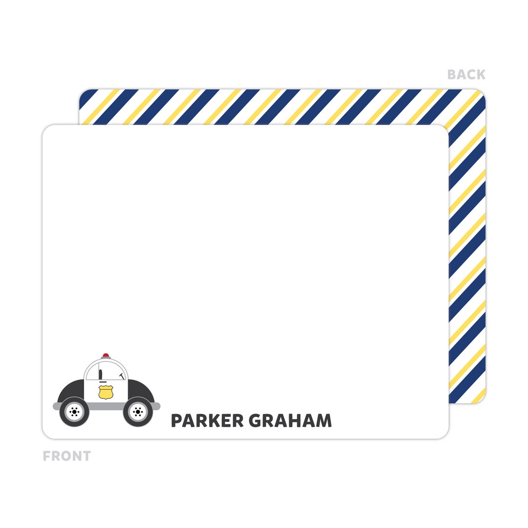 Personalized Police Car Stationery: Kids Thank You Note Cards - Etsy