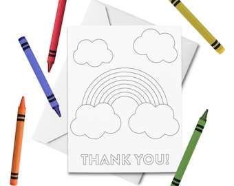 PRINTABLE Thank You Coloring Cards, 6 Thank You Cards for Kids, Thanks ...