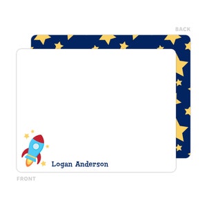 Spaceship Stationery, Spaceship Note Cards, Personalized Flat Note ...