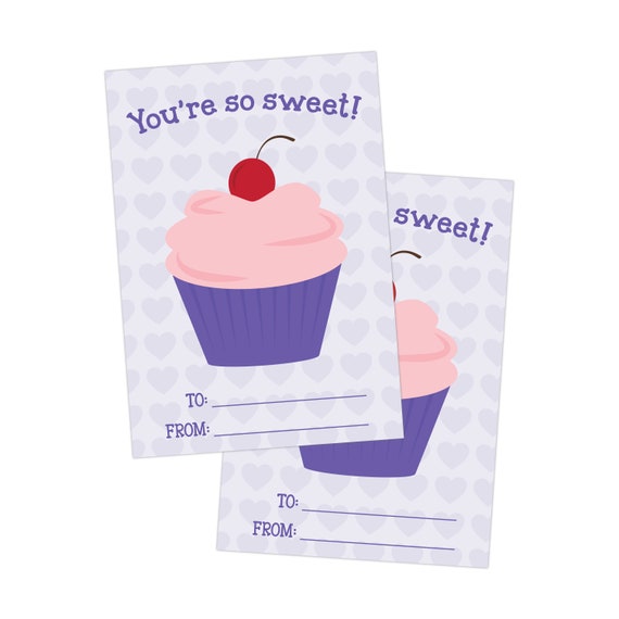 PRINTABLE Valentine for Kids, Cupcake Classroom Valentine, Valentines ...
