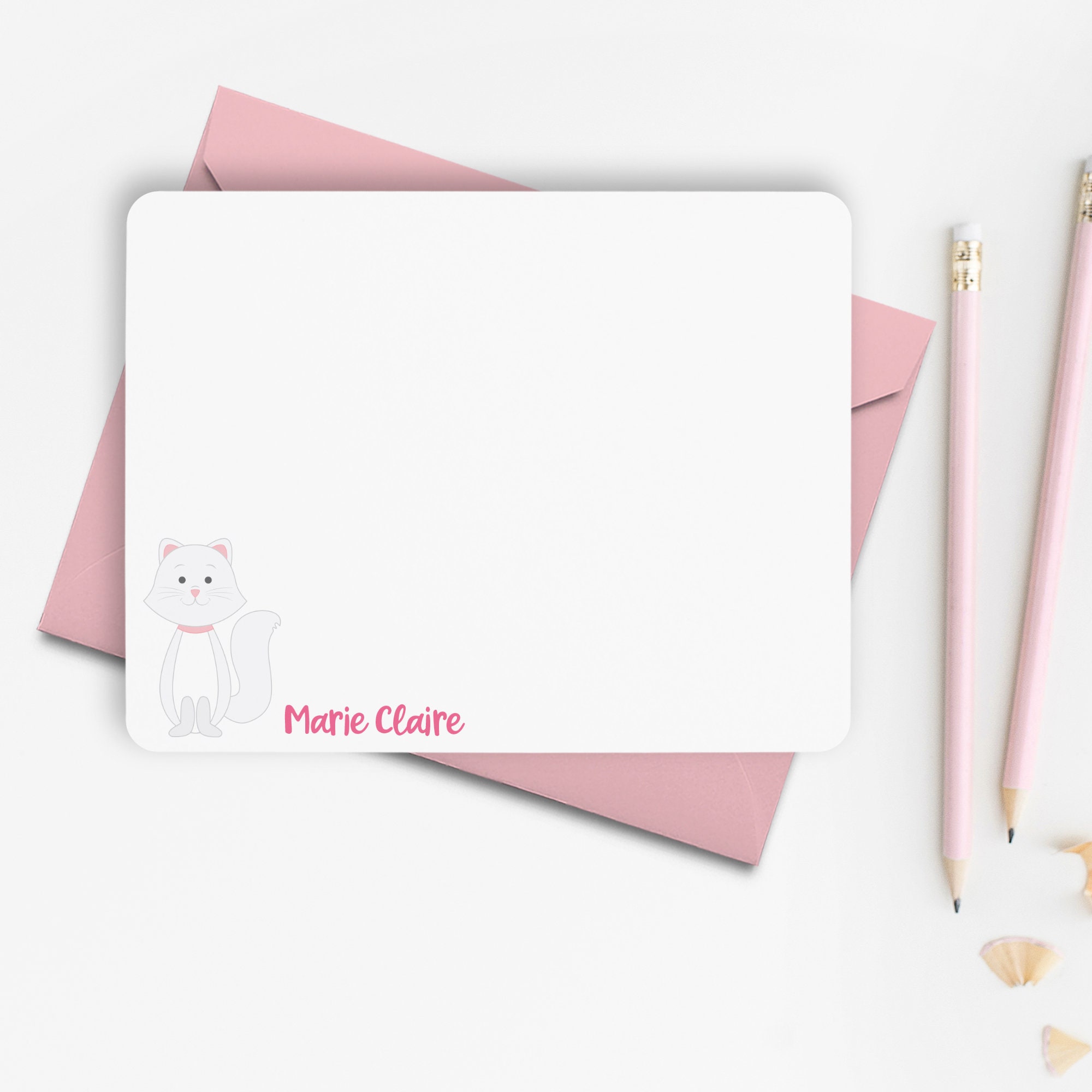 Cat Stationery Cat Note Cards Personalized Kids Note Cards - Etsy