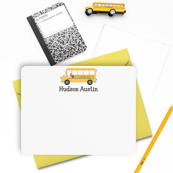 School Bus Stationery School Bus Note Cards Personalized | Etsy
