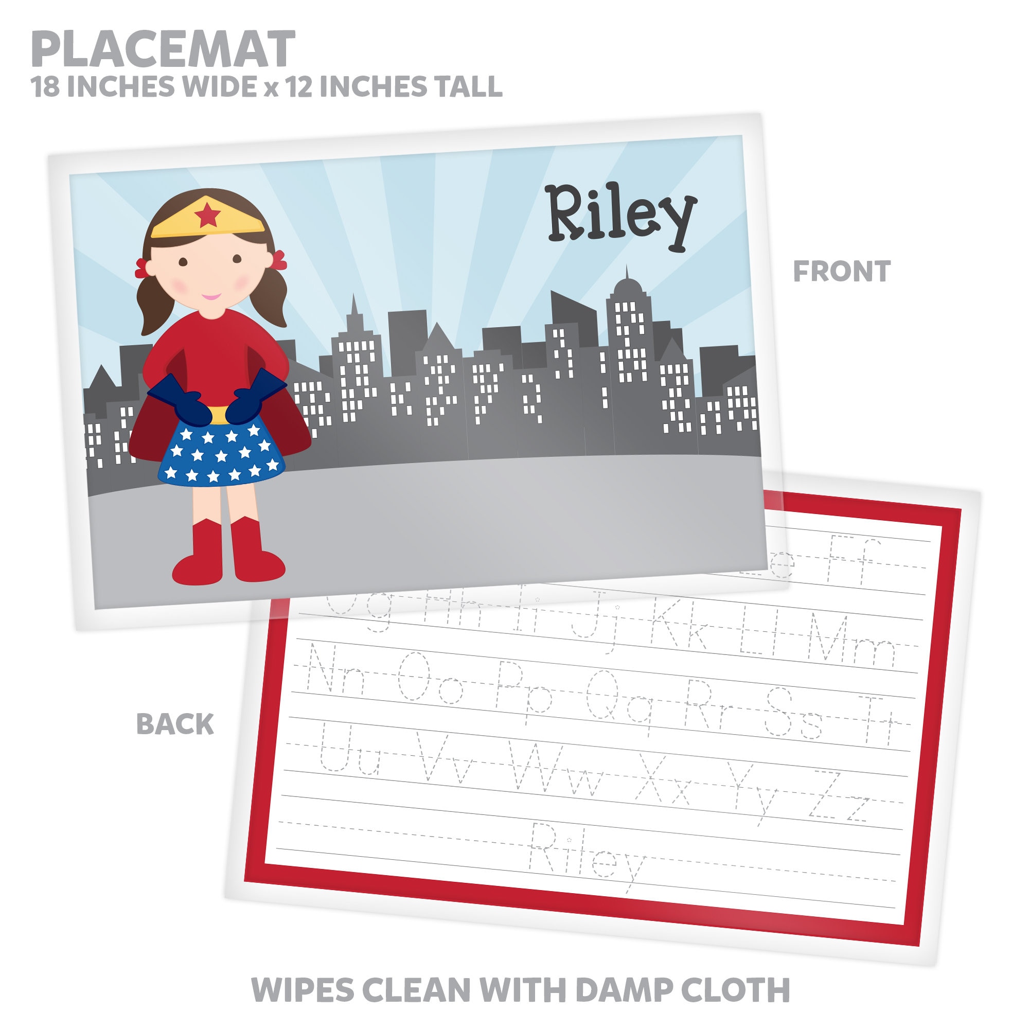 Personalized Superhero Girl Mealtime Set - Custom Dinnerware for Kids ...