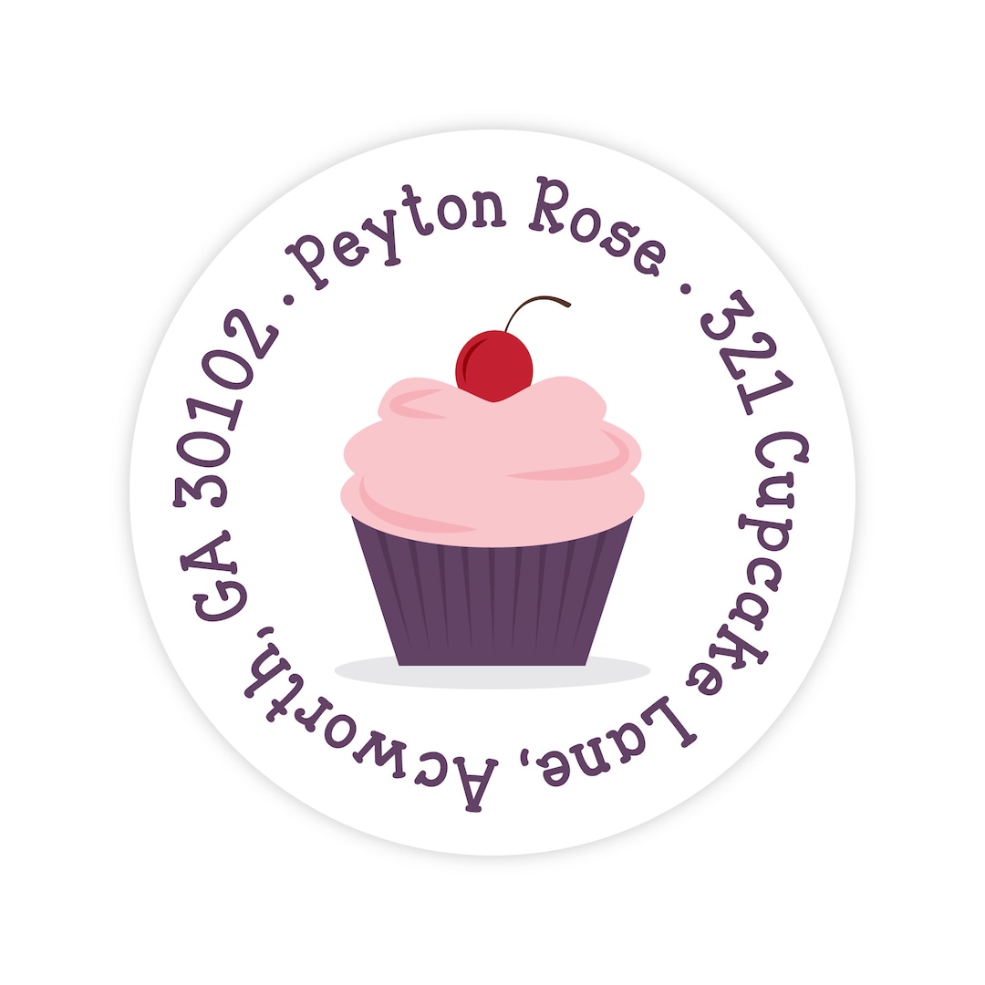 Cupcake Address Labels, Personalized Kids Address Labels, Cupcake ...