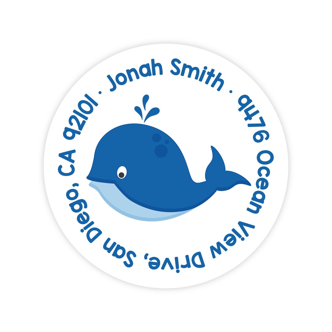 Whale Address Labels, Personalized Address Labels for Kids, Mailing ...