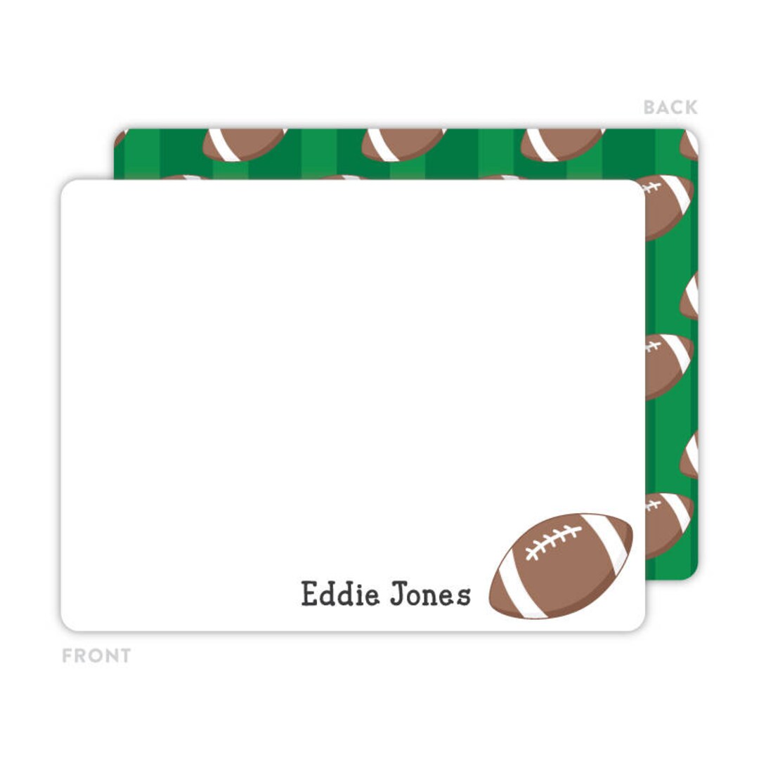 Football Stationery, Football Note Cards, Personalized Flat Note Cards ...