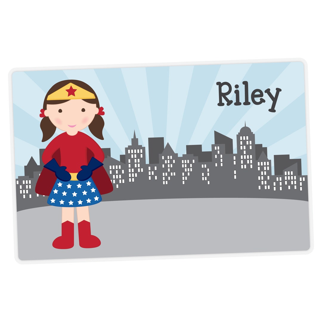 Superhero Girl Placemat, Superhero Personalized Placemat for Girl, Kids ...