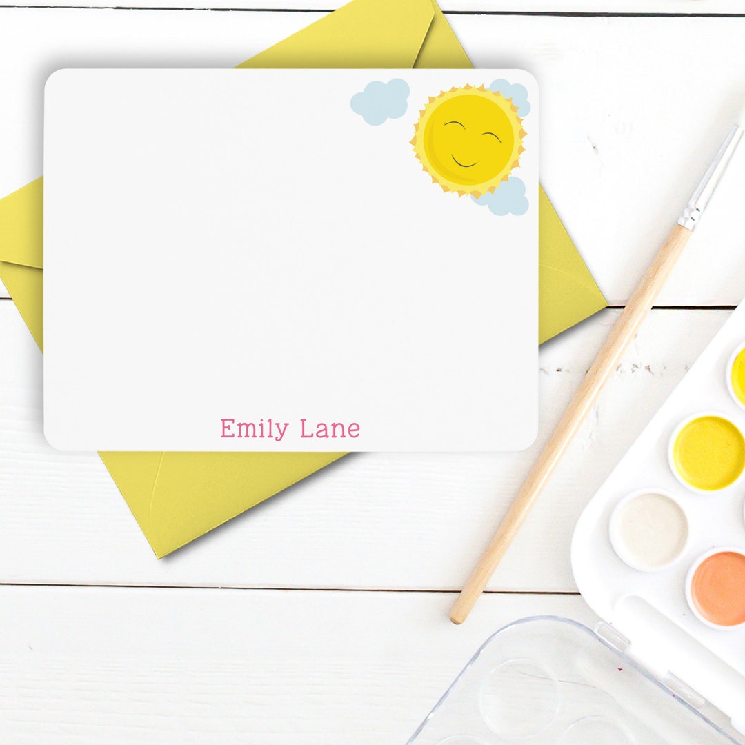 Sunshine Stationery, Sunshine Note Cards, Personalized Flat Note Cards ...