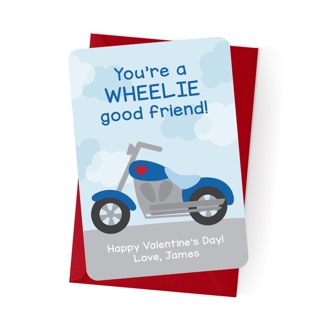 Motorcycle Classroom Valentines Personalized Valentines Cards for Kids ...