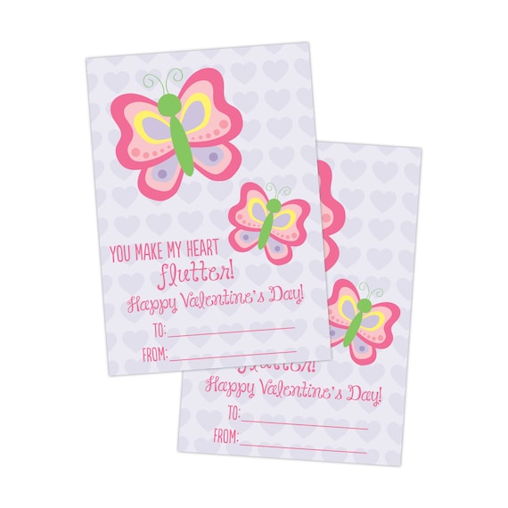PRINTABLE Valentine for Kids, Butterfly Classroom Valentine, Valentines ...