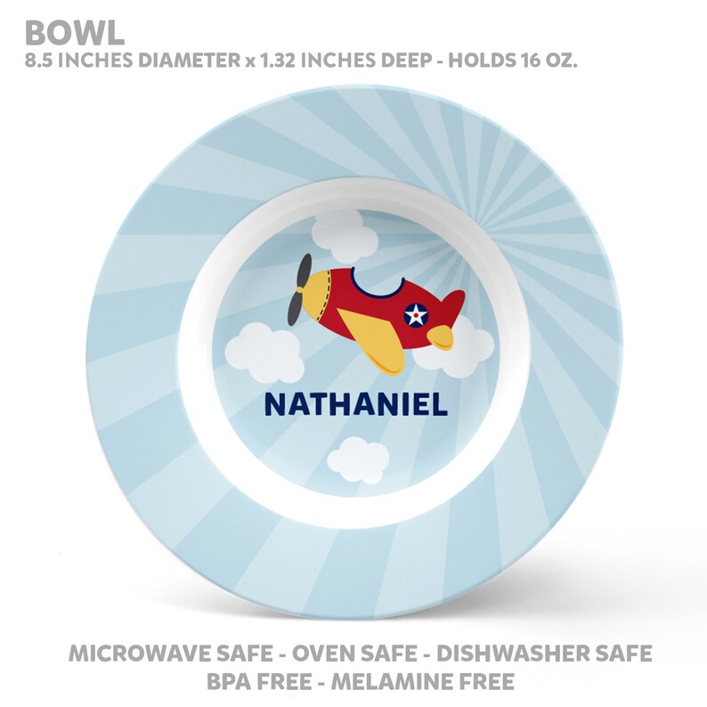 Airplane Plate Bowl Mug or Placemat Airplane Dinnerware | Etsy