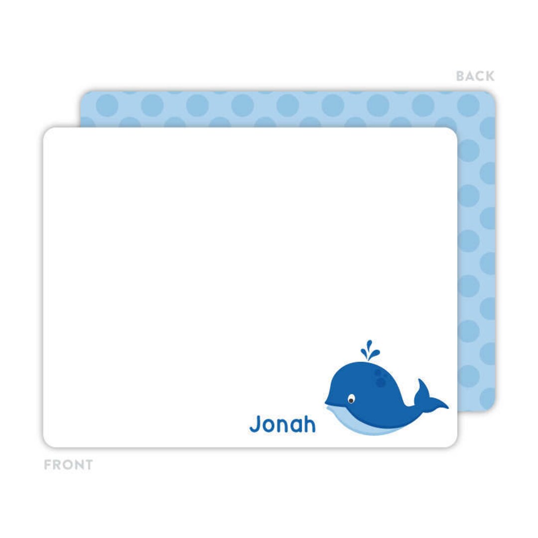 Whale Stationery, Whale Note Cards, Personalized Flat Note Cards for ...