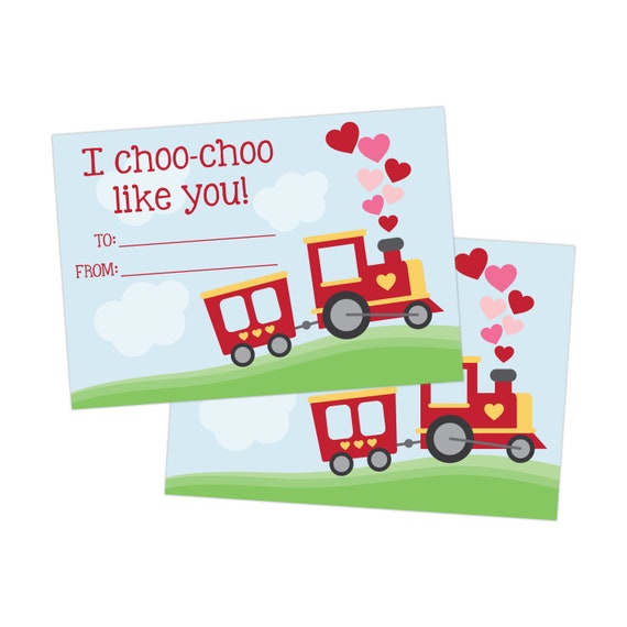PRINTABLE Valentine for Kids, Train Classroom Valentine, Valentines Day ...