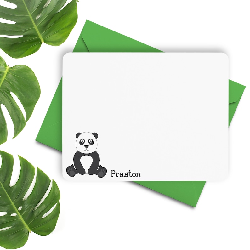 Panda Stationery Panda Note Cards Personalized Flat Note - Etsy