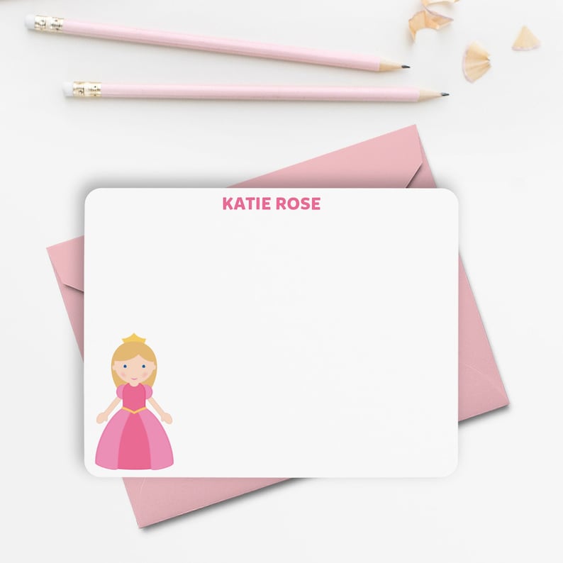 Princess Stationery Princess Note Cards Kids Personalized | Etsy