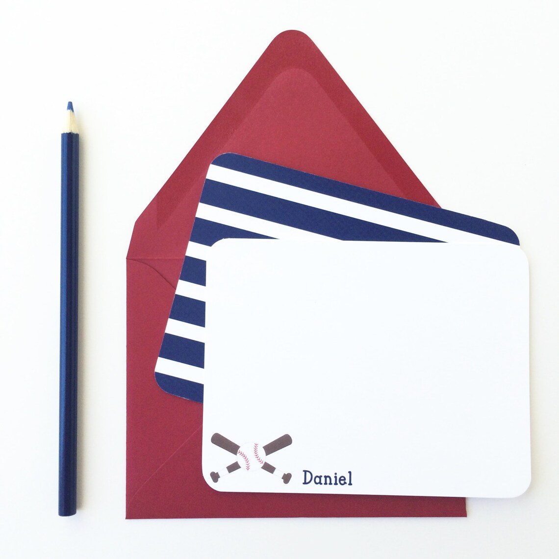 Baseball Stationery Baseball Note Cards Personalized Flat - Etsy