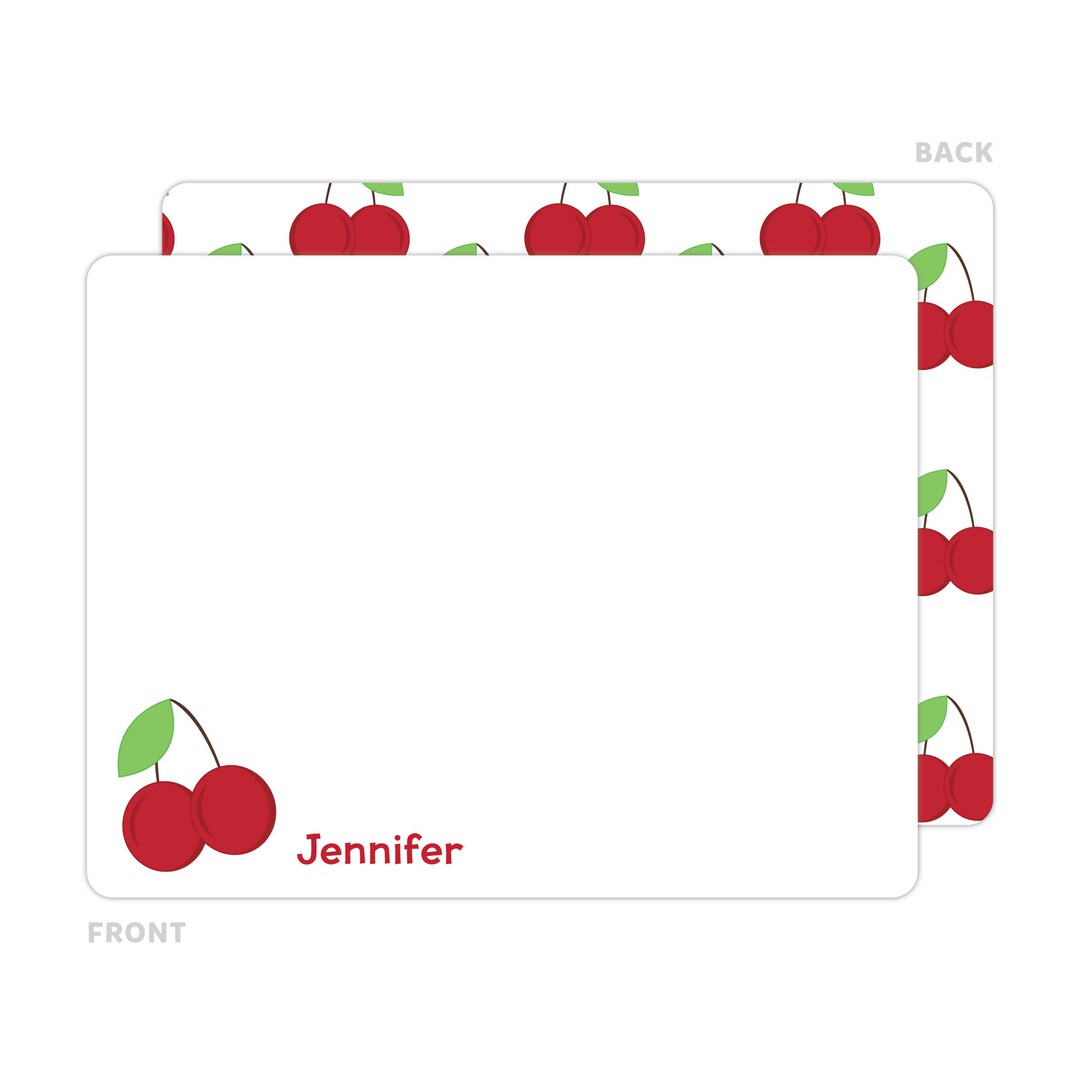 Cherry Stationery, Cherry Note Cards, Personalized Note Cards for Kids ...