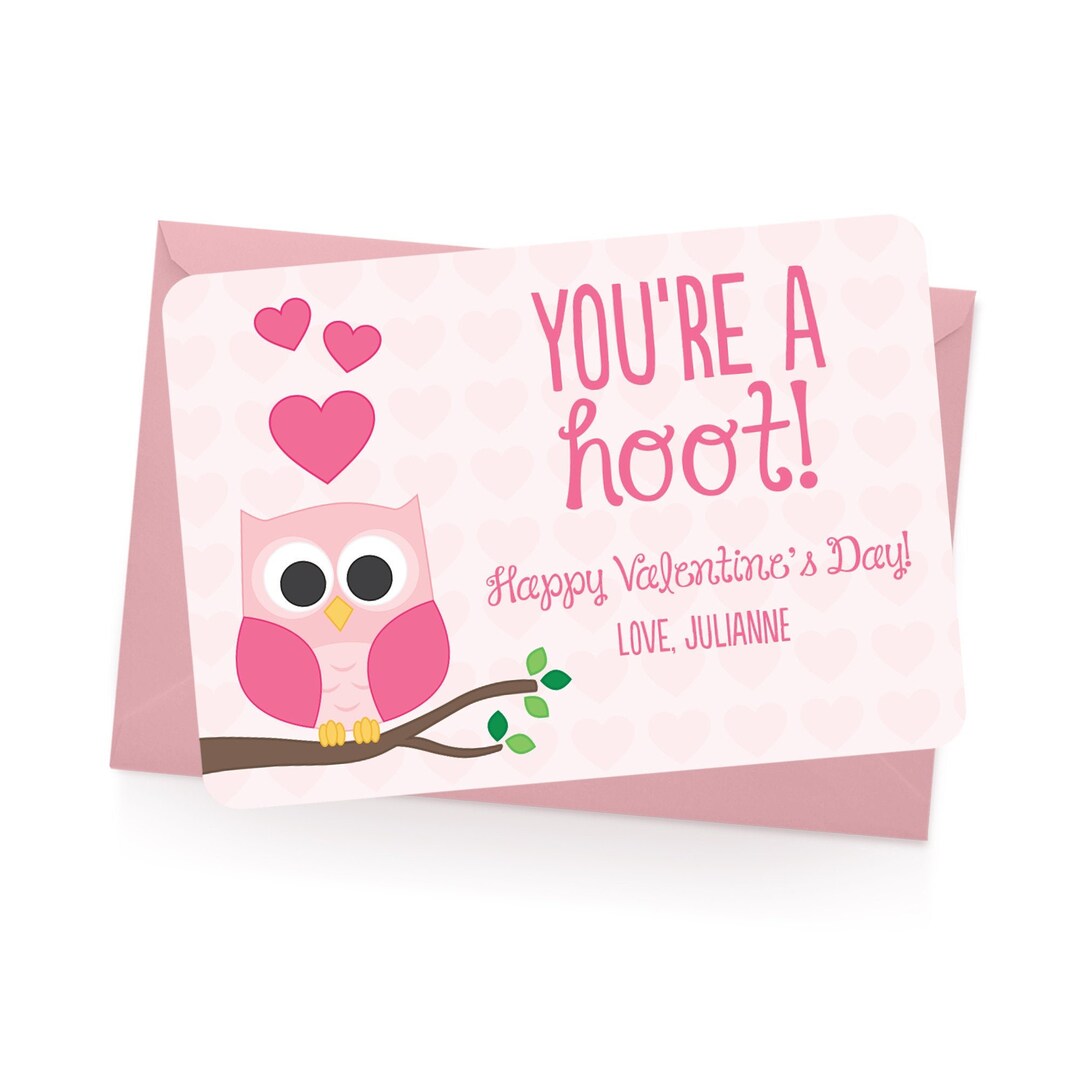 Owl Classroom Valentine Personalized Valentines Cards for Kids ...