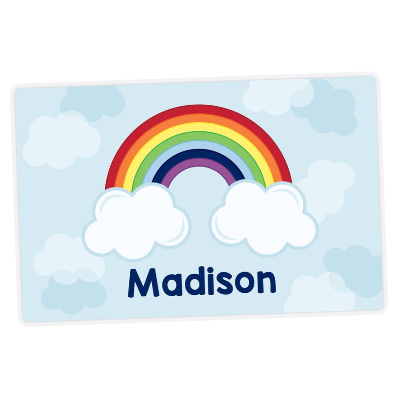 Personalized Rainbow Placemat - Kids Double-sided Laminated Placemat ...