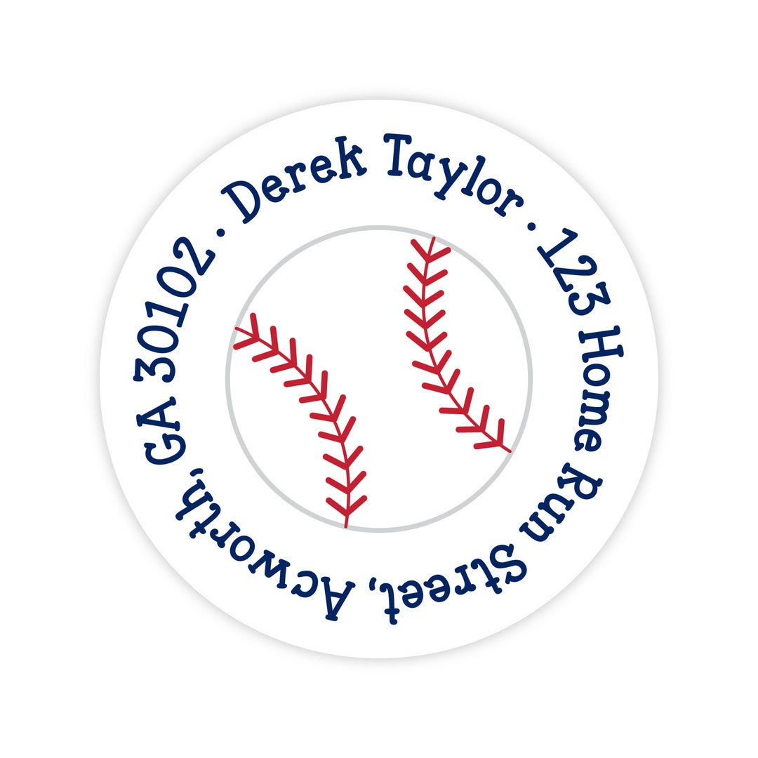 Baseball Address Labels, Personalized Address Labels for Kids, Round ...