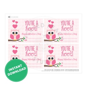 PRINTABLE Valentine for Kids, Owl Classroom Valentine, Valentines Day ...