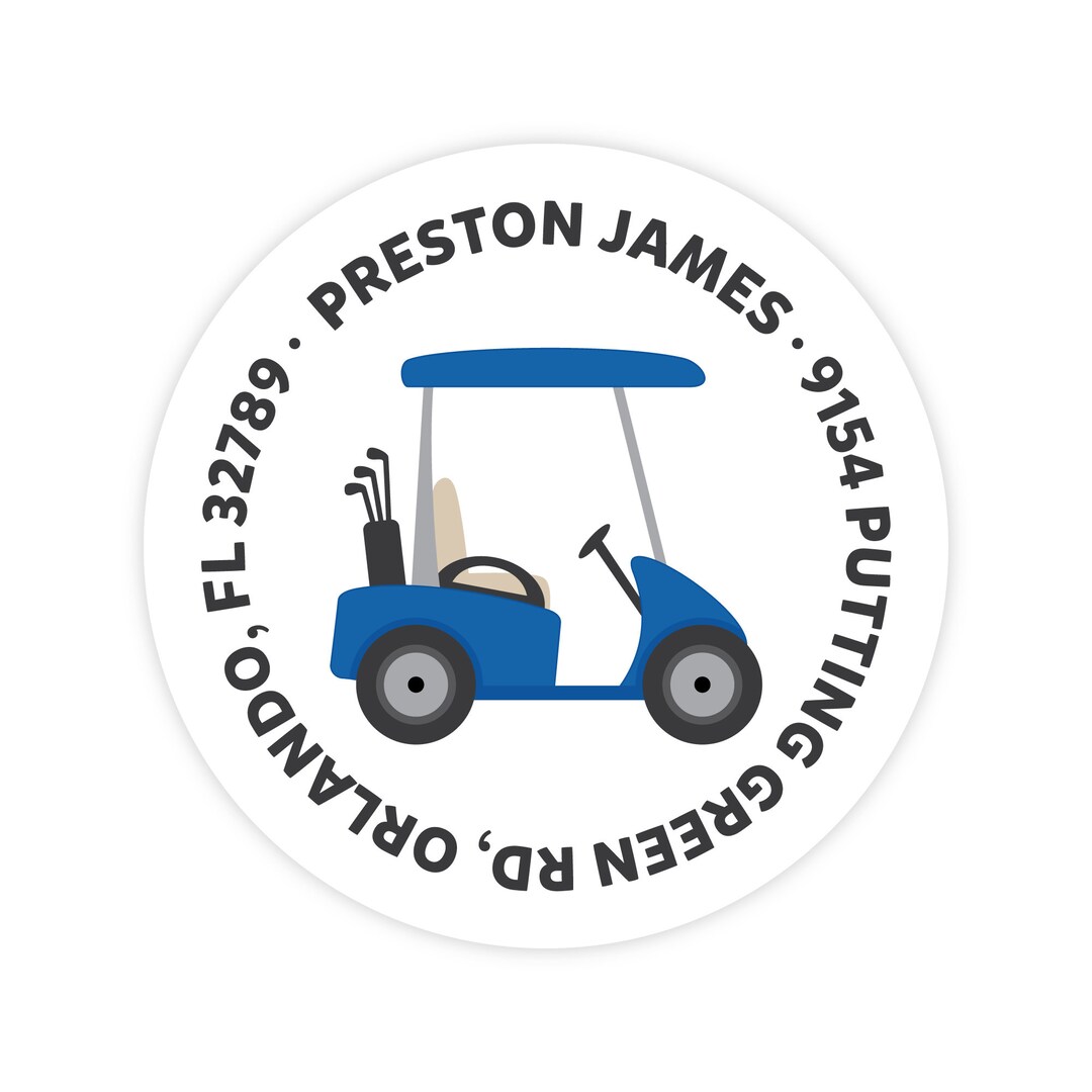 Golf Cart Address Labels, Personalized Return Address Labels, Kids ...