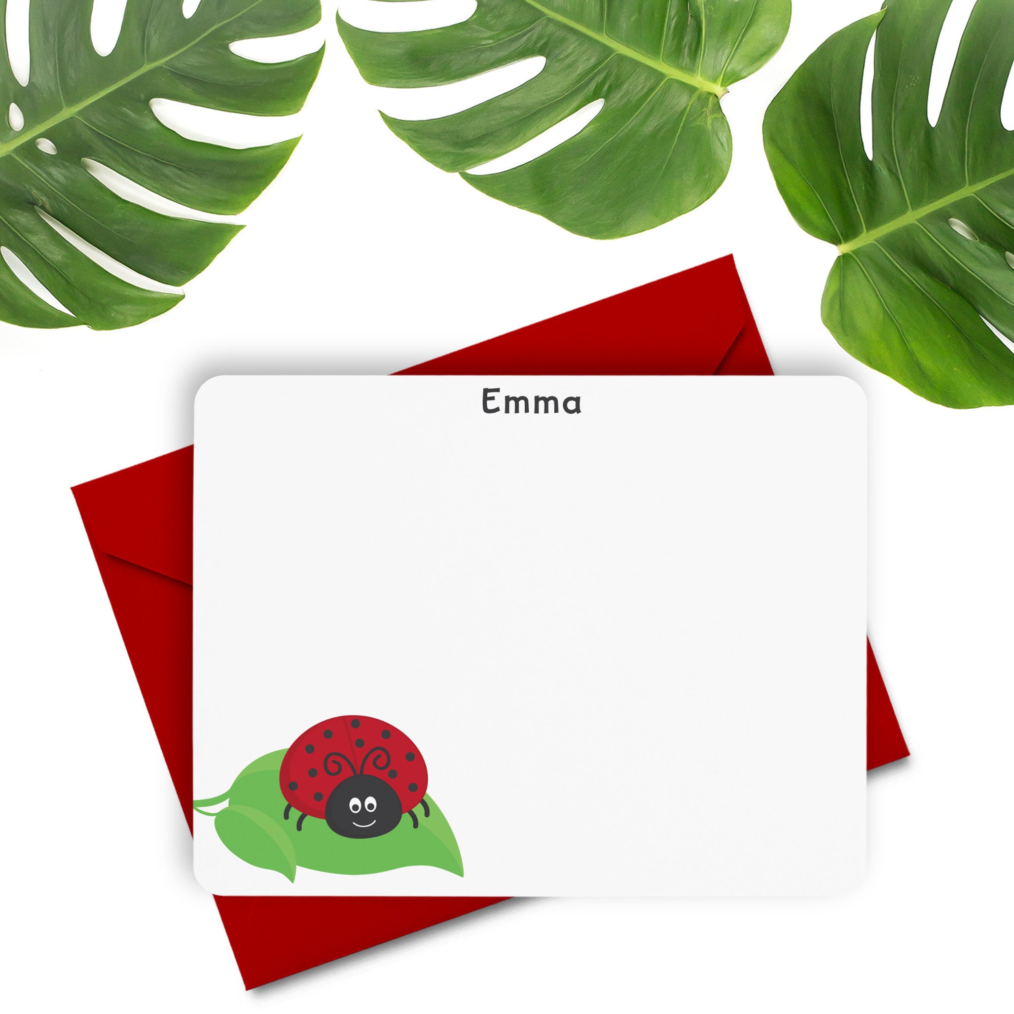 Ladybug Stationery Ladybug Note Cards Personalized Flat Note - Etsy