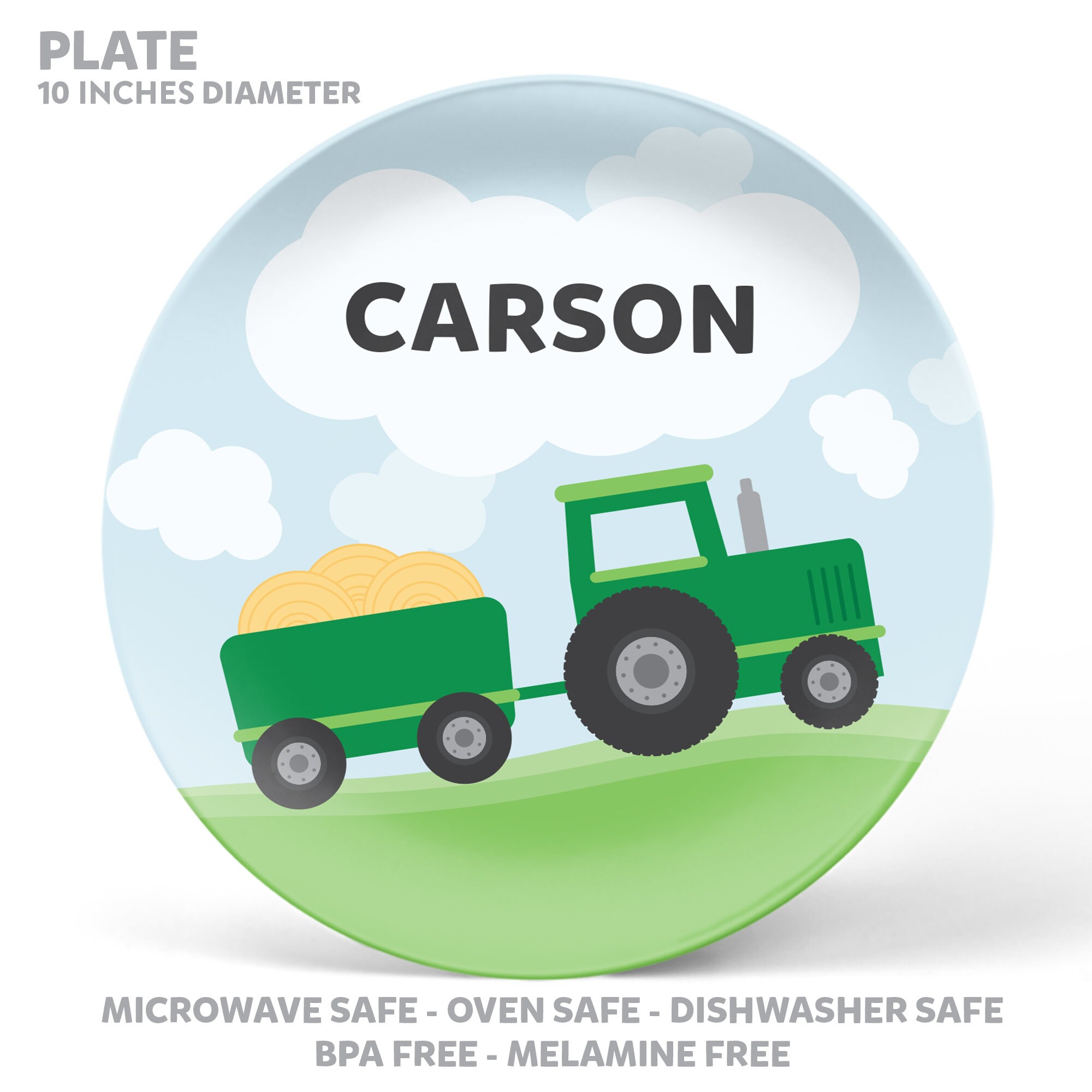 Personalized Tractor Mealtime Set - Custom Dinnerware for Kids ...