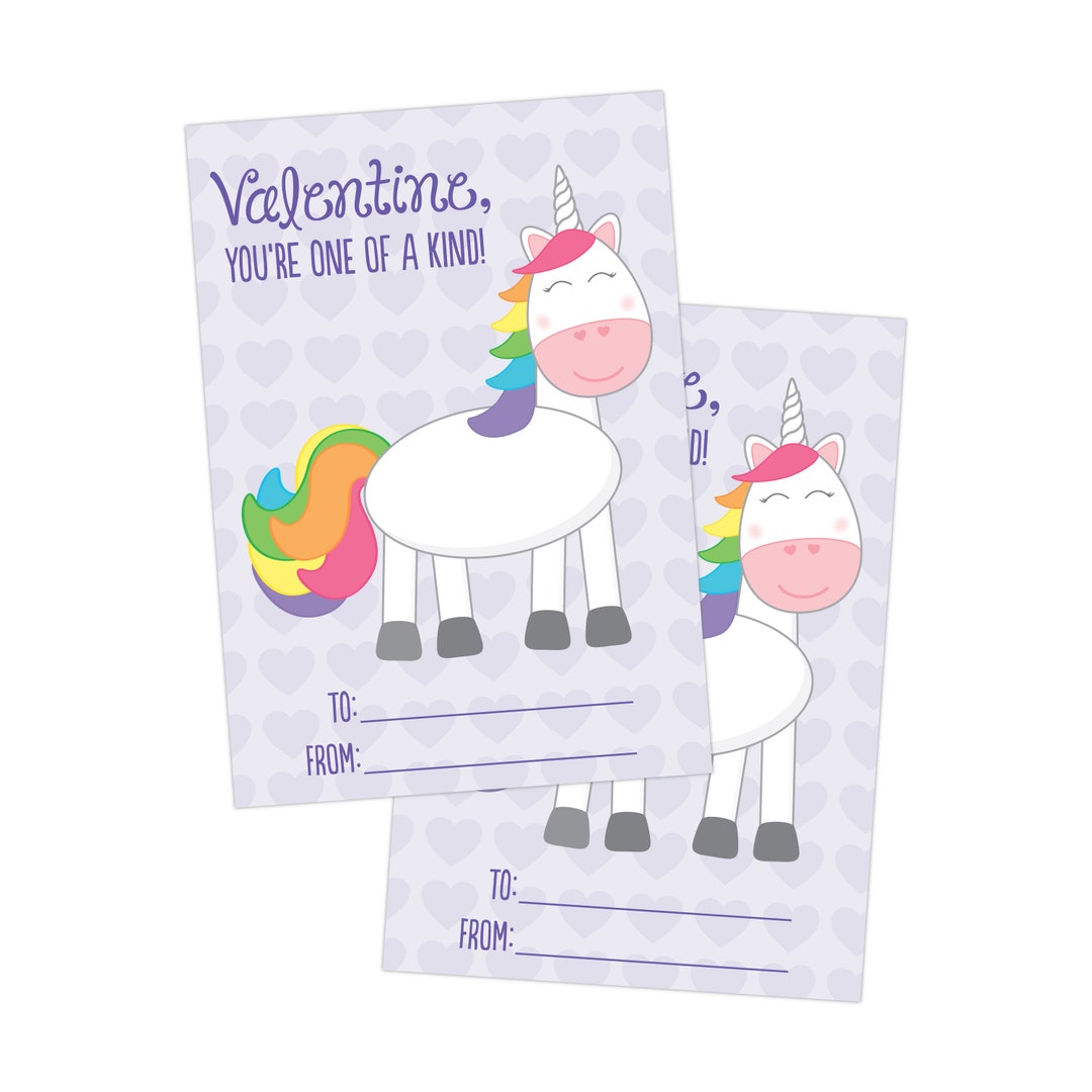 PRINTABLE Valentine for Kids, Unicorn Classroom Valentine, Valentines ...