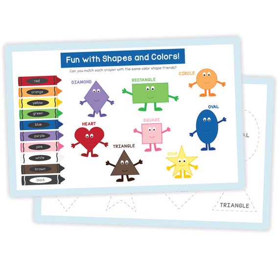 Activity Placemat for Kids - Colors and Shapes Placemat - Laminated ...
