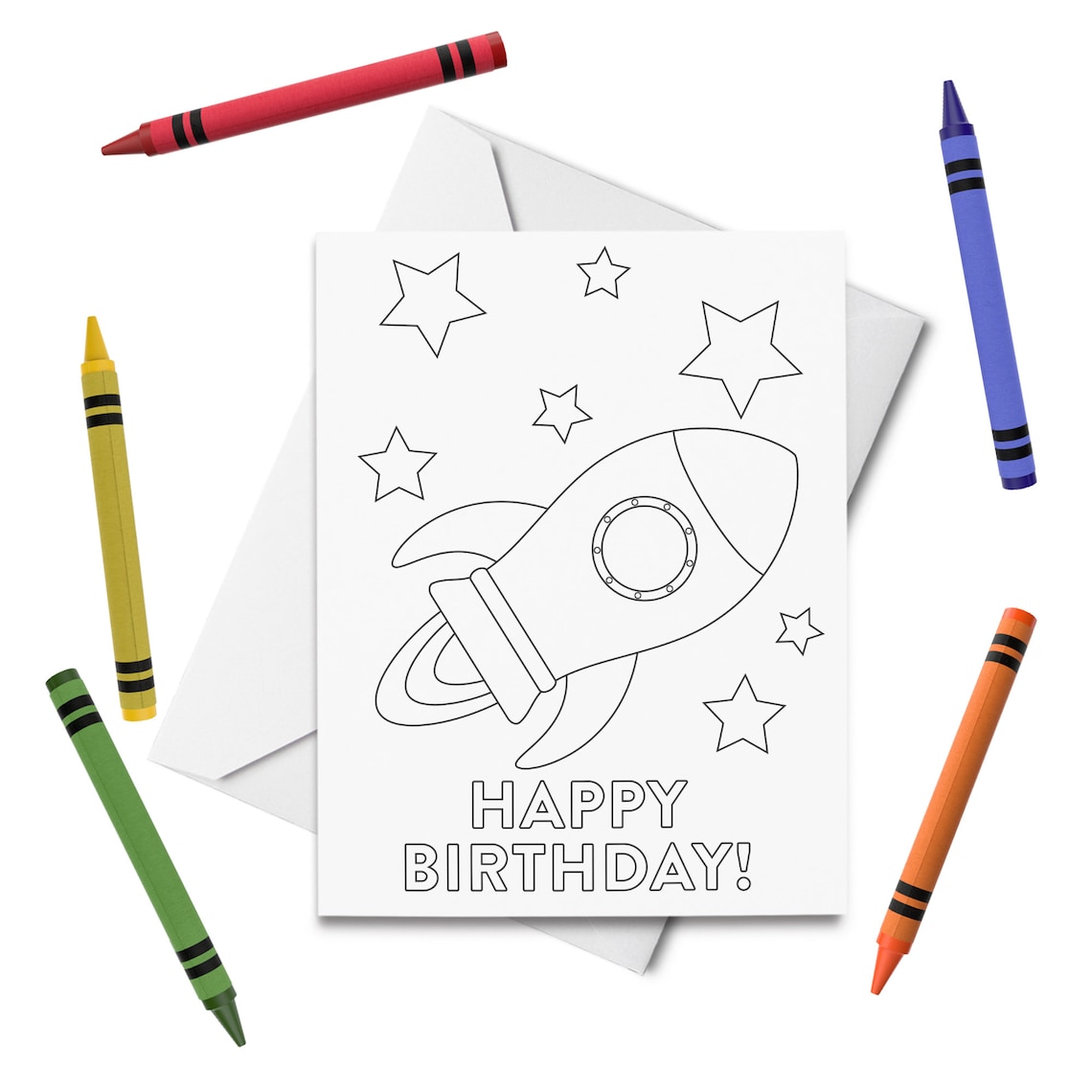 PRINTABLE Happy Birthday Coloring Card Spaceship Birthday - Etsy