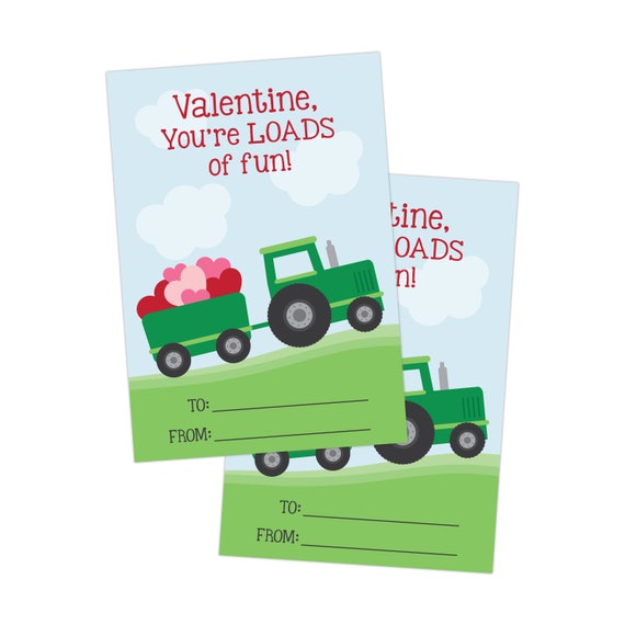 PRINTABLE Valentine for Kids, Tractor Classroom Valentine, Valentines ...