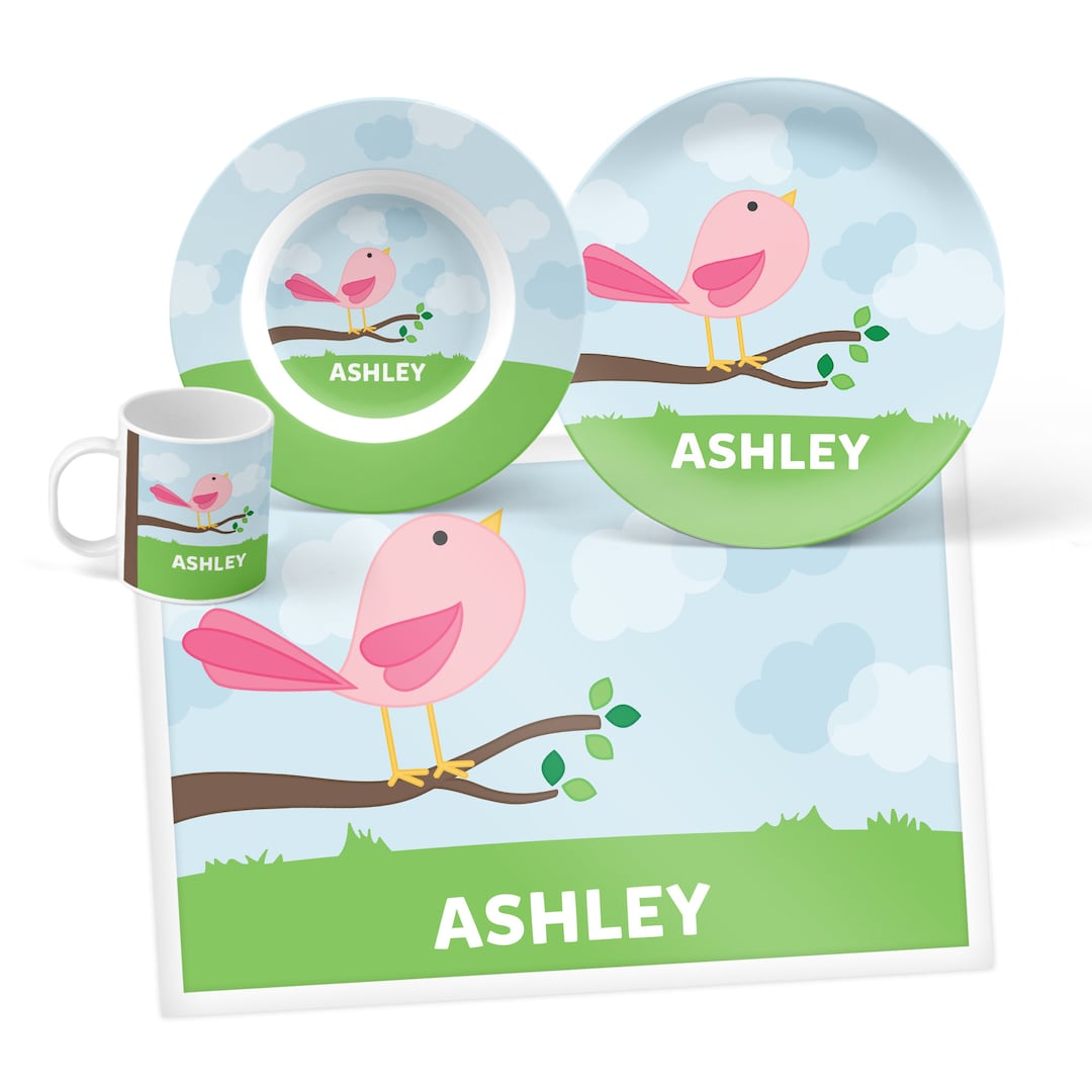 Personalized Bird Mealtime Set - Custom Dinnerware for Kids - Children ...
