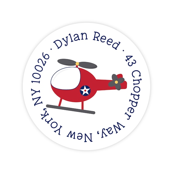 Helicopter Address Labels, Personalized Address Labels for Kids ...