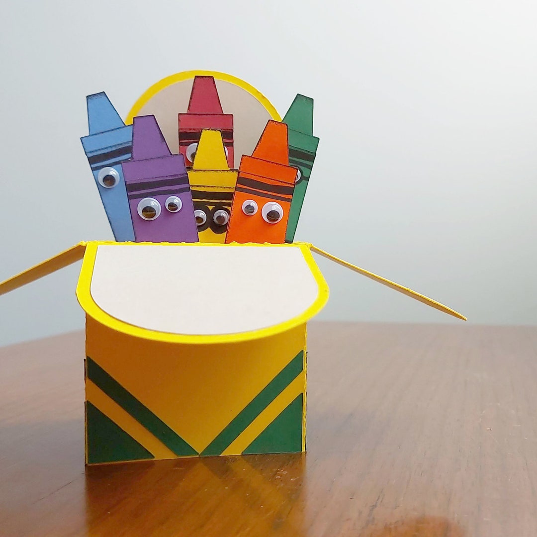 Crayon Pop up Card SVG PDF Template Instant Download Compatible: Cricut ...