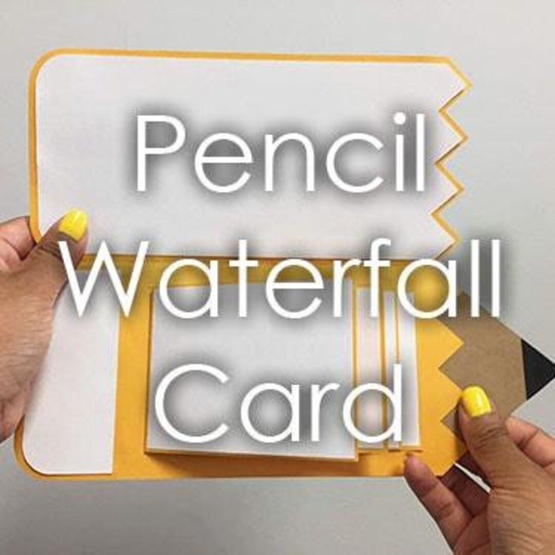 Pencil Waterfall Card Template + SVG PDF Template Instant Download ...