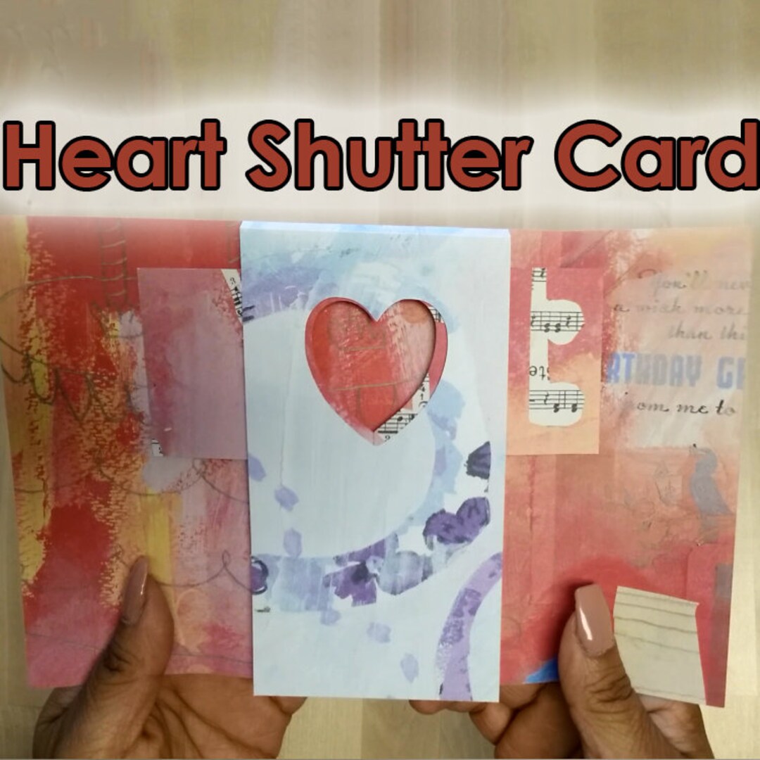 SVG PDF Heart Shutter Card Template - Etsy