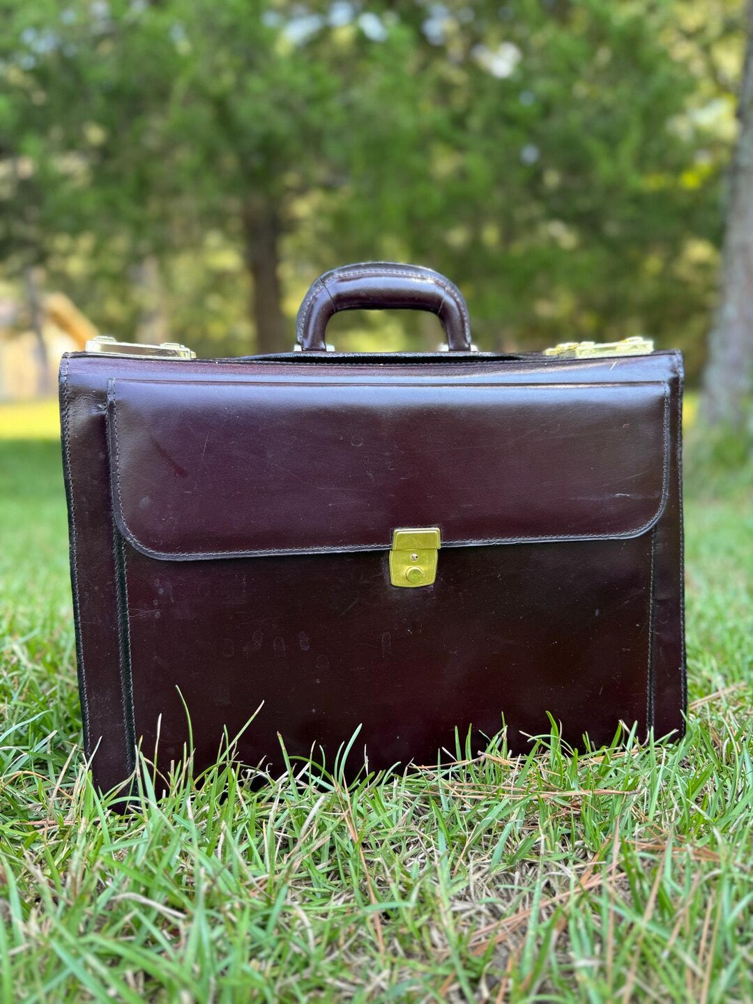 Vintage Leather Briefcase Hard Shell Oxblood Burgundy Combo Lock ...