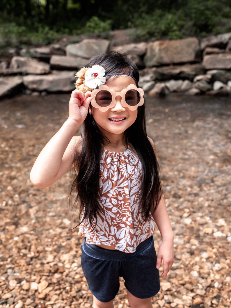 Girls Brown Floral Halter Top: Boho Summer Fashion - Etsy