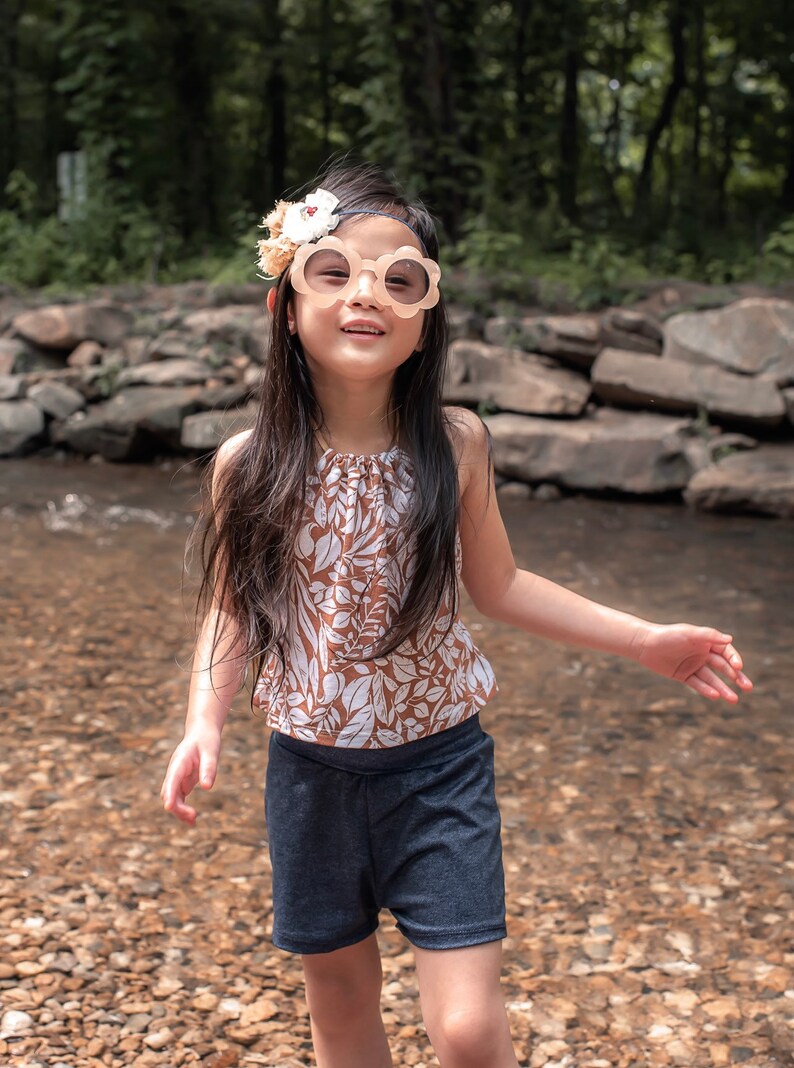 Girls Brown Floral Halter Top: Boho Summer Fashion - Etsy