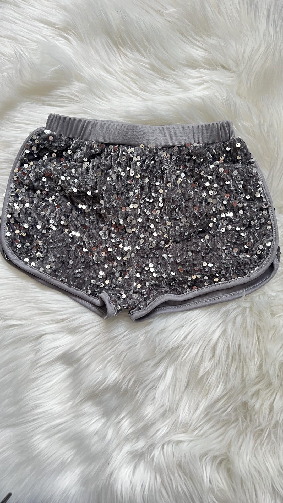 NEW!! Girls Gray Velvet Sequin Shorts, Sequin Shorts, Swiftie Shorts ...
