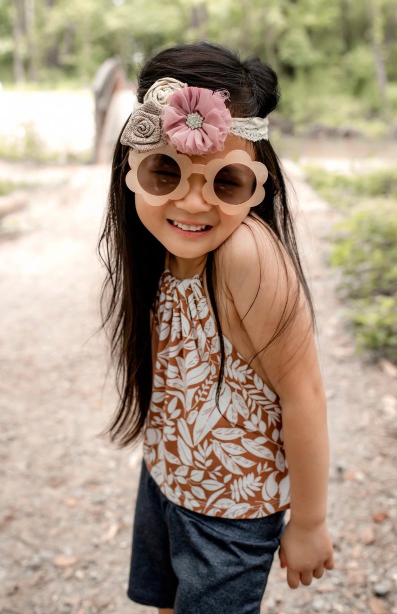 Girls Brown Floral Halter Top: Boho Summer Fashion - Etsy