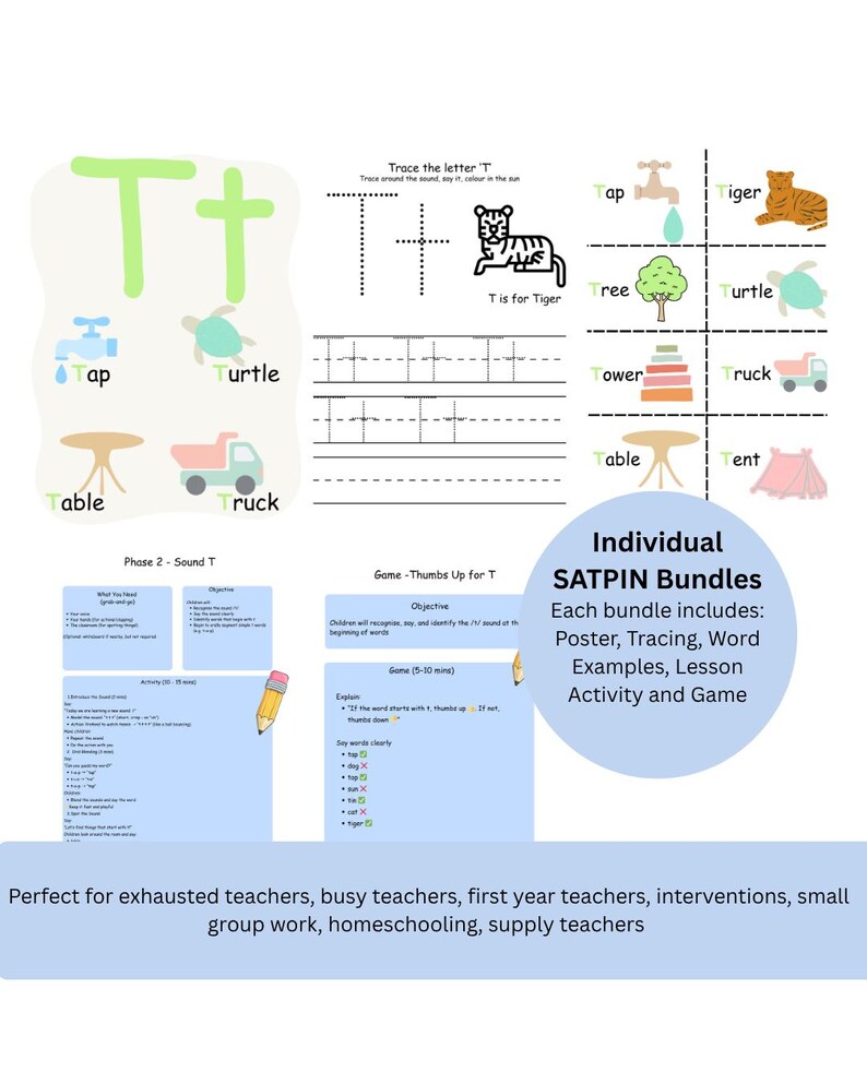 Editable SATPIN Phonics Bundle Canva | Flashcards, Tracing, Games ...