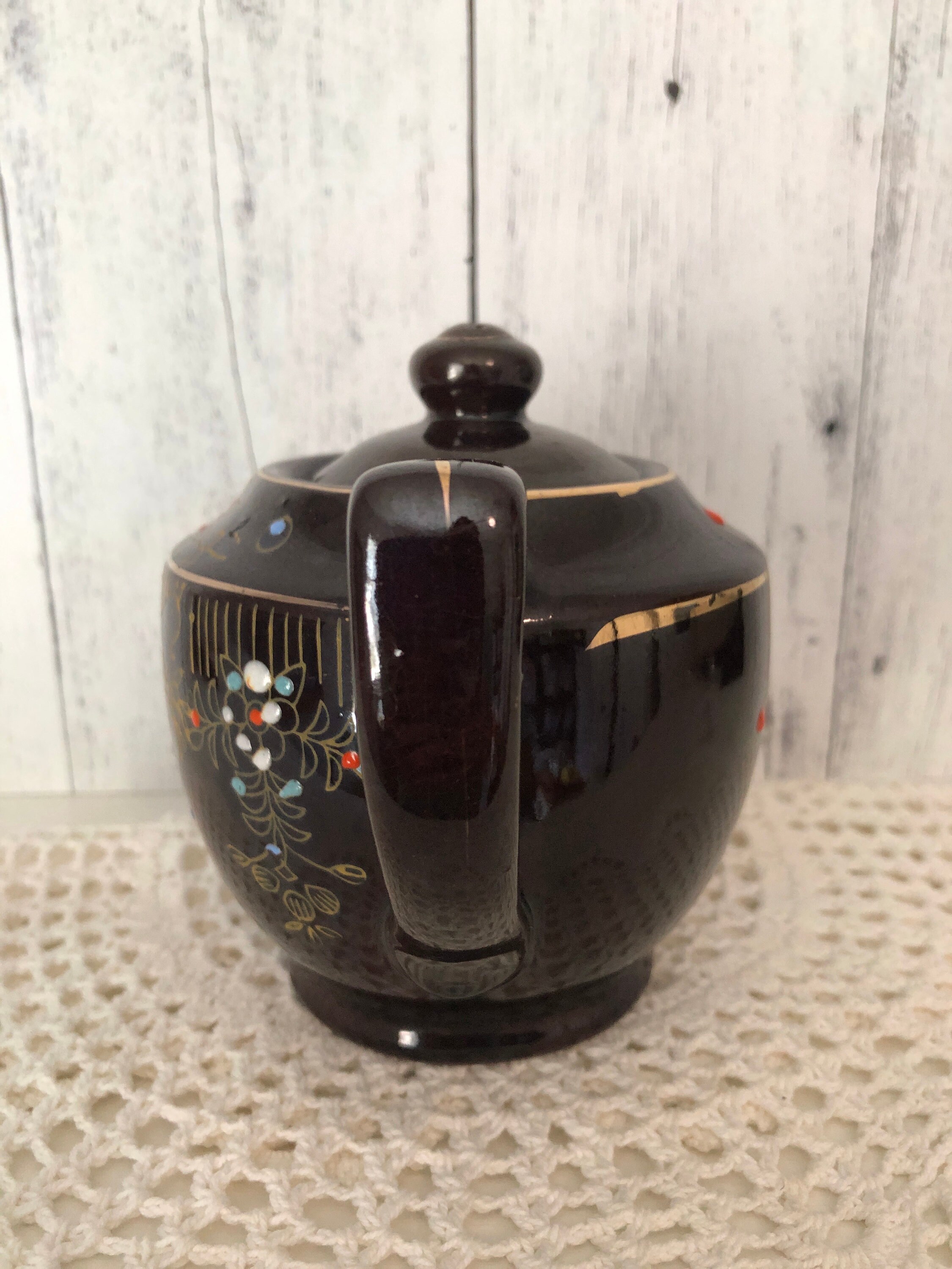 Vintage Japanese Moriage Hand Painted Redware Teapot - Etsy