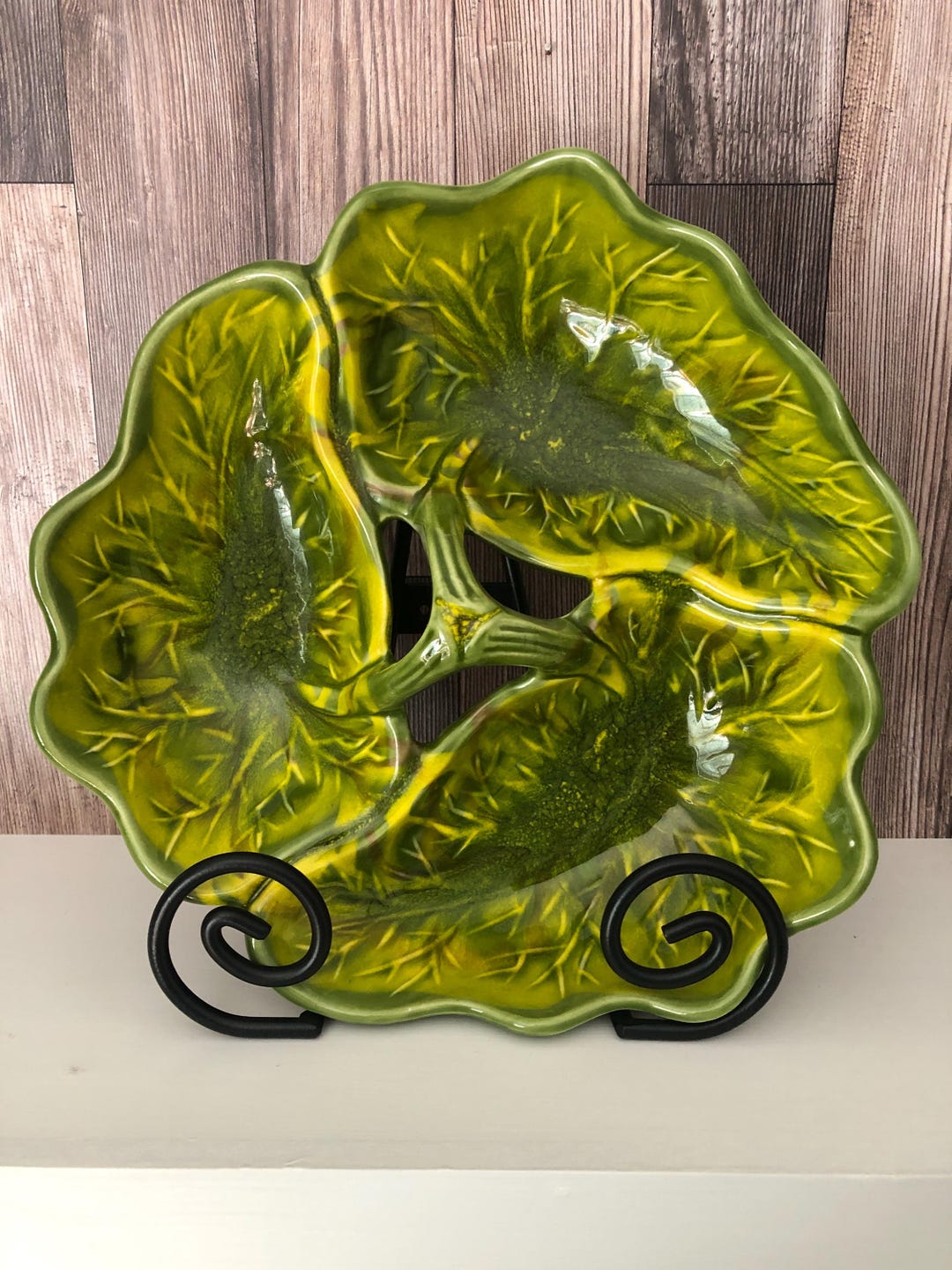 Vintage California Original Pottery Cabbage Leaves Serving Bowl 895 USA ...